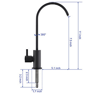 Kablle Drinking Water Faucet, Reverse Osmosis Faucet, Water Filtration Faucet, Drinking Water Purifier Faucet, Matte Black, B07