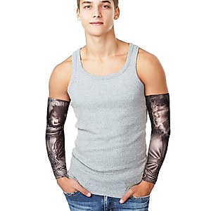 Boao 10 Pairs Arm Tattoo Sleeves for Men UV Sun Protection Arm Compression Sleeves for Gardening Sport Cycling Fishing