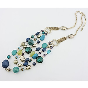 Coiris New Multi Layer Beads Statement Gold Chain Necklace for Women (N0009)