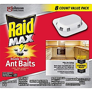 Raid Max Double Control Ant Baits, Household Use Defense System to Control Bugs, Dual Bait Technology, 8 CT (Pack of 3)
