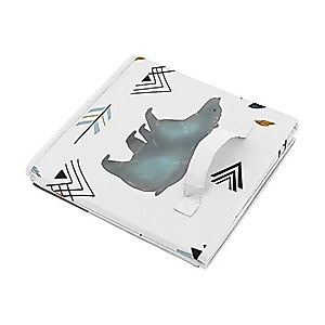 Sweet Jojo Designs Bear Mountain Boy Small Fabric Toy Bin Storage Box Chest For Baby Nursery or Kids Room - Watercolor Slate Blue, Black and White