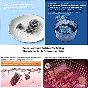 Travel Baby Bottle Drying Rack with Bottle Cleaning Brush Set and Bottle Dryer,Baby Bottle Brush,Nipple Brush and Straw Brush for Baby Bottle Cleaning,Blue