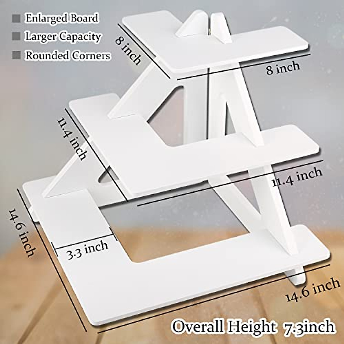 Cupcake Stand for 24 Cupcakes- Rustic Cupcake Stand 3 Tier Collapsible Wooden Cupcake Tier Stand - White Cupcake Holder Stand - Cupcake Tower Display Party Décor - Cupcake Stand Display for Pastry