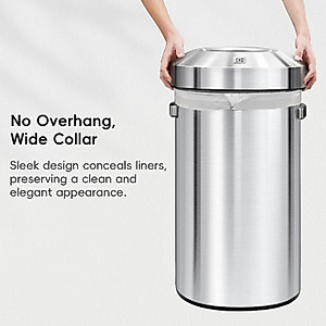 EKO Urban Commercial Round Open Top Stainless Steel Trash Can 90L