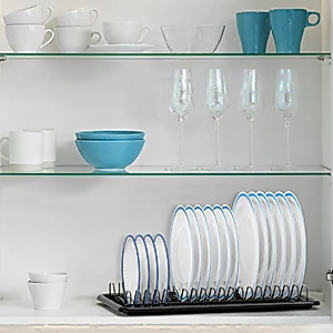 Simple Houseware Plate Drying Rack with Drainboard, Black