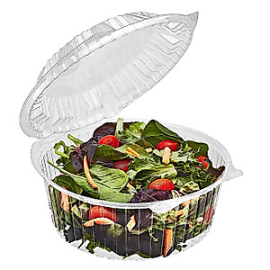 Nicole Home Collection 90 Count Plastic Salad Bowls with Hinged lids, 84 Oz. (90 sets) To-Go Disposable Containers