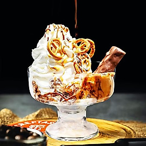 binsakao Glass Ice Cream Bowl Set, Small Clear Mini Footed Dessert Cups for Friut Pudding Trifle Parfait Sundae Nuts Cocktail Drinks Party (6.3 oz, 6 pcs)