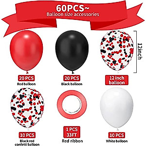 Black and Red Confetti Balloons, 60Pcs 12Inch Black and Red Confetti Party Balloons, Suitable for Graduation, Mother's Day, birthday, Wedding, Engagement, Corporate Events and Other Decorations.