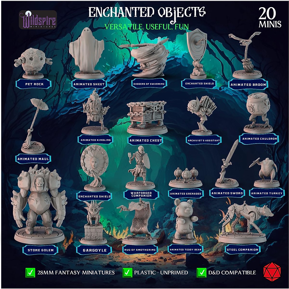 Wildspire Spellblades & Enchanted Objects for DND Miniatures 28mm-32mm Player-Characters, NPC Bulk D&D Minis Unpainted Dungeons & Dragons Figures Accessories for Fantasy Tabletop RPG DND Pathfinder