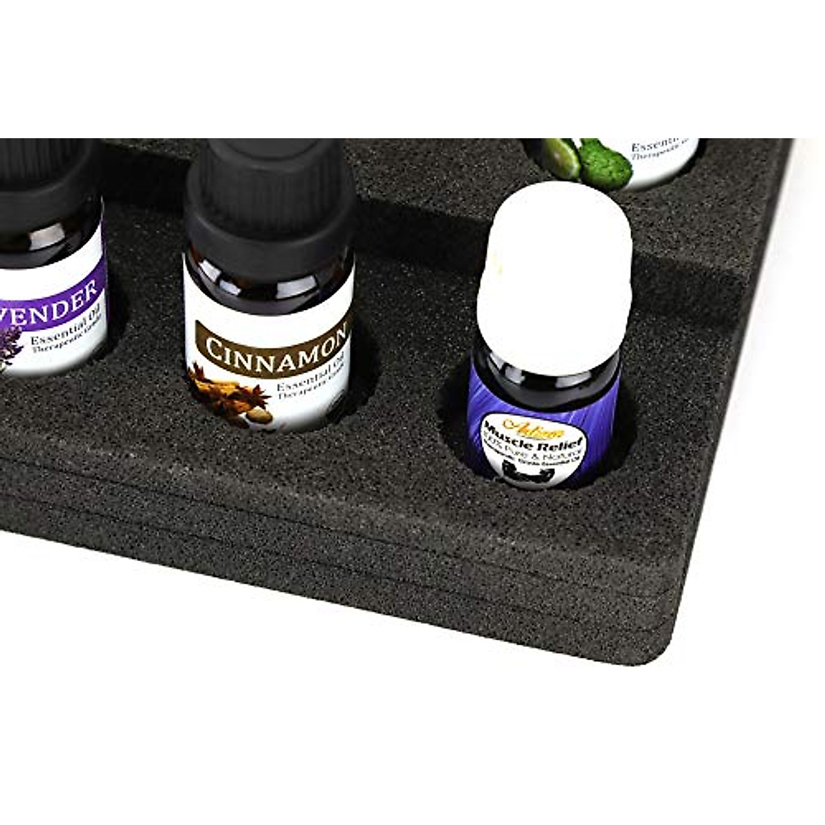 Polar Whale 4 Essential Oil Storage Organizers 3 Tier Display Rack for Home Bathroom Bedroom Office Elegant Modern Durable Black Foam Washable Waterproof Holds 24 Bottles (5ml to 15ml)