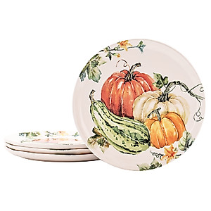 Bico Pumpkin Feast 11 inch Dinner Plates, Set of 4, for Pasta, Salad, Maincourse, Microwave & Dishwasher Safe