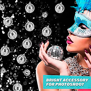 24Pcs Mini Disco Ball Party Decorations - Silver Mini Plastic Ornaments Small Disco Balls Valentines Tree Decorations for Wedding - 2" for Disco Party Decorations Holiday Tree Wedding Party Festival