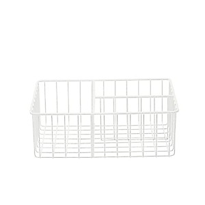 2 Pack White Wire Baskets for Kitchen, 3 Compartment Bin for Cabinet Shelves, Drawers (10 x 8 x 3.7 In)