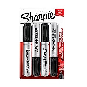 Sharpie King Size Permanent Markers, Black, 4-Count