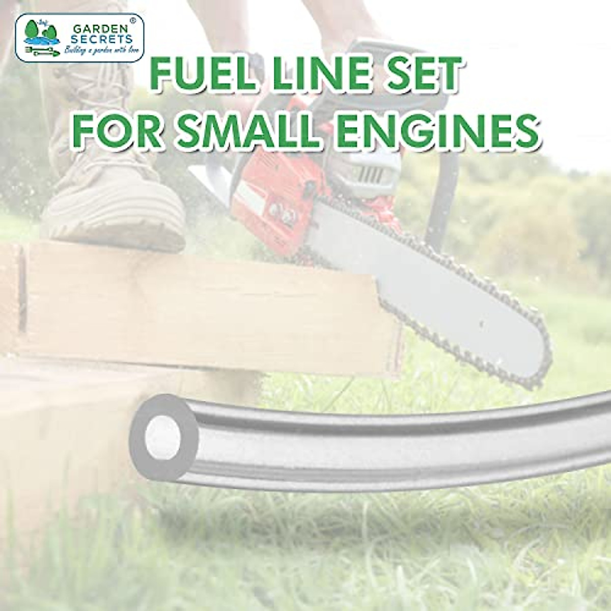 GARDEN SECRETS (4 sizes) Fuel Line Fuel Hose Replacement Fuel Tube for Lawn Mower String Trimmer Chiansaw Blower Generator Power Tools with Small Engine