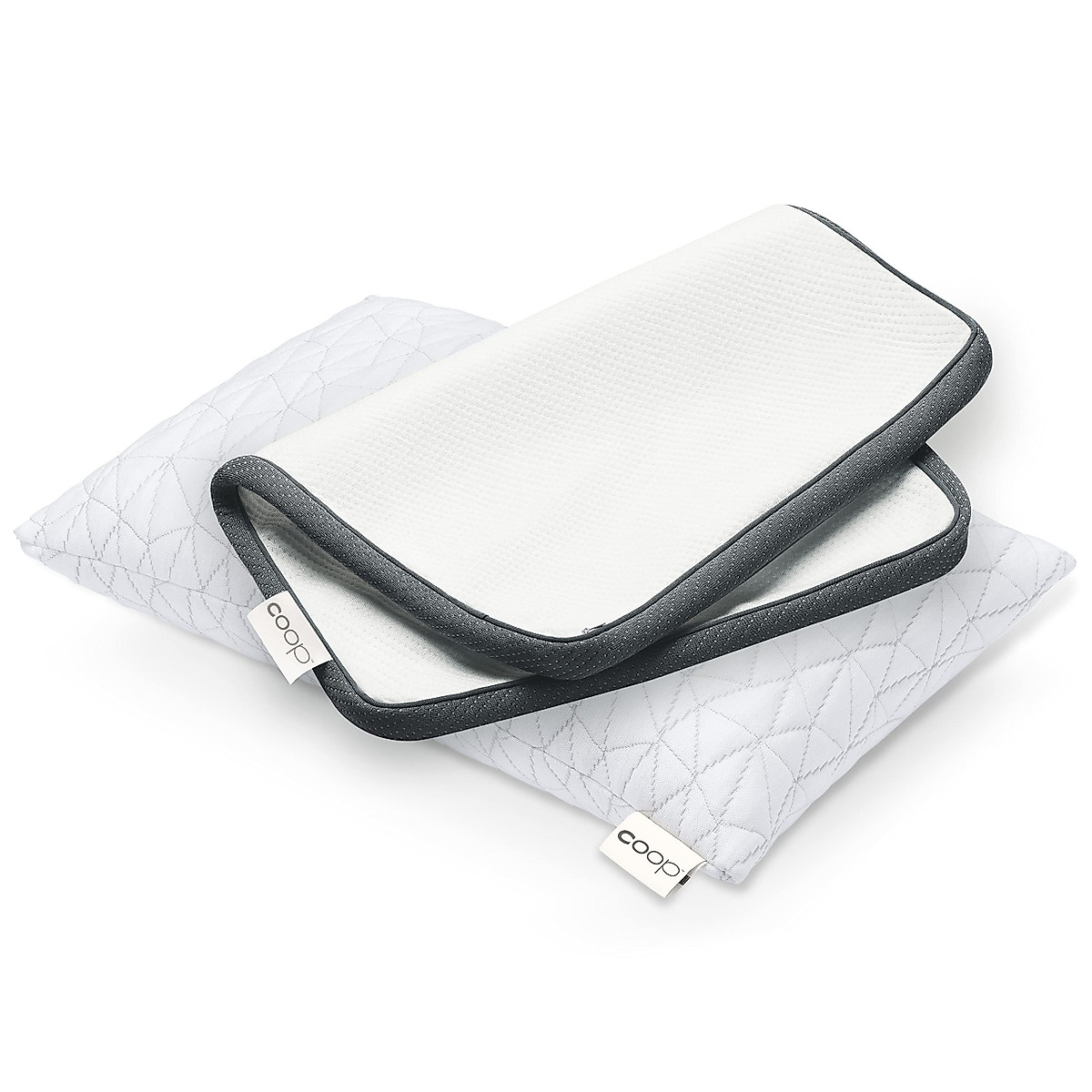 Coop Home Goods Original Adjustable Toddler Pillow and Ultra-Tech Waterproof Protector White Bundle, Breathable Mini Pillow for Kids with Adjustable Support and Premium Memory Foam