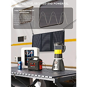 MARBERO Portable Power Station 300W Camping Solar Generators Lithium Battery 296Wh Power Supply with 110V AC Outlet, 2 DC Ports, 4 USB Ports, LED Flashlights for CPAP Home Camping Backup