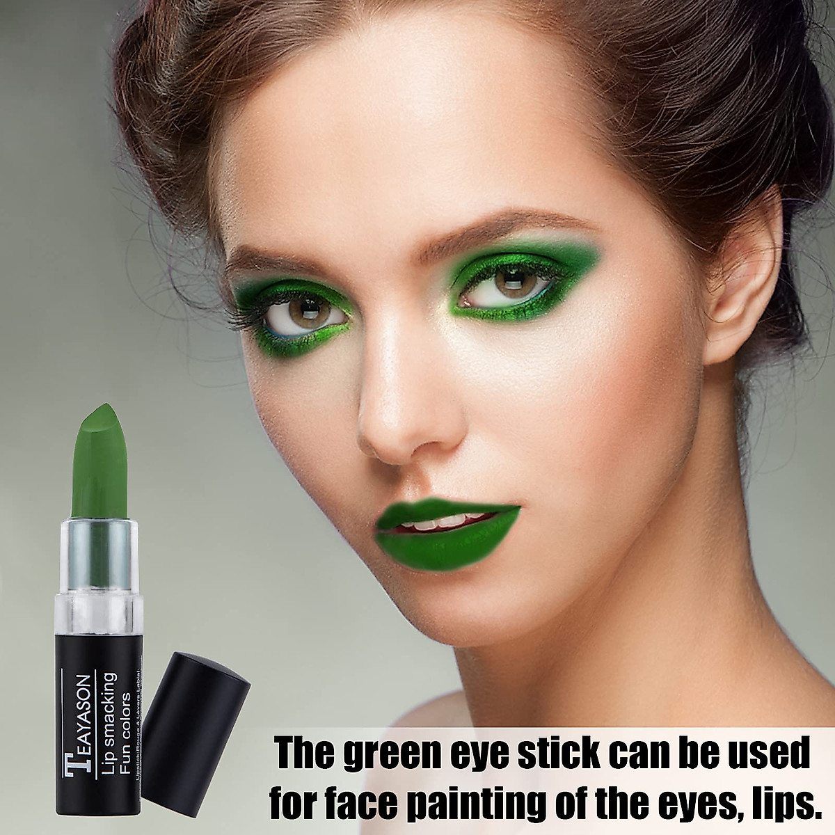 BowJian Green Eye Black Green Face Paint Stick Hunting Face Makeup Camo Face Body Paint Green Foundation Painted Eyes for SFX Clown Halloween Makeup Isplack Green Body Paint Eye Black Stick(Green)