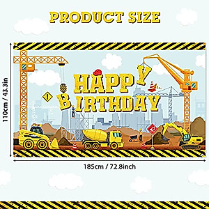 Construction Happy Birthday Backdrop Dump Truck Background Excavator Crane Birthday Party Banner Digger Excavator Truck Background Photography Studio Props Cake Table Boy Kids Birthday Decorations
