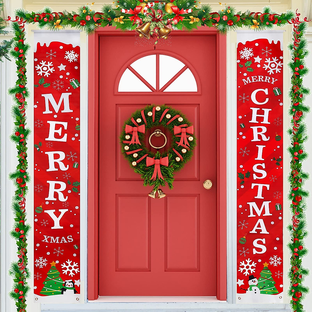 Christmas Decorations Banner with Lights, Pre-assembled Led Lights Merry Christmas Banner, Easy to Put up Christmas Door Banner & Christmas Wall Decor, Indoor and Outdoor Christmas Decorations