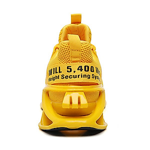 SKDOIUL Men Sport Running Sneakers Tennis Athletic Walking Shoes mesh Breathable Comfort Fashion Runner Gym Jogging Shoes Yellow Size 11