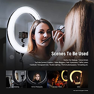 Neewer 18-inch SMD LED Ring Light Dimmable Lighting Kit with 78.7-inch Light Stand, Filter and Hot Shoe Adapter for Photo Studio LED Lighting Portrait YouTube TikTok Video Shooting (No Carrying Bag)