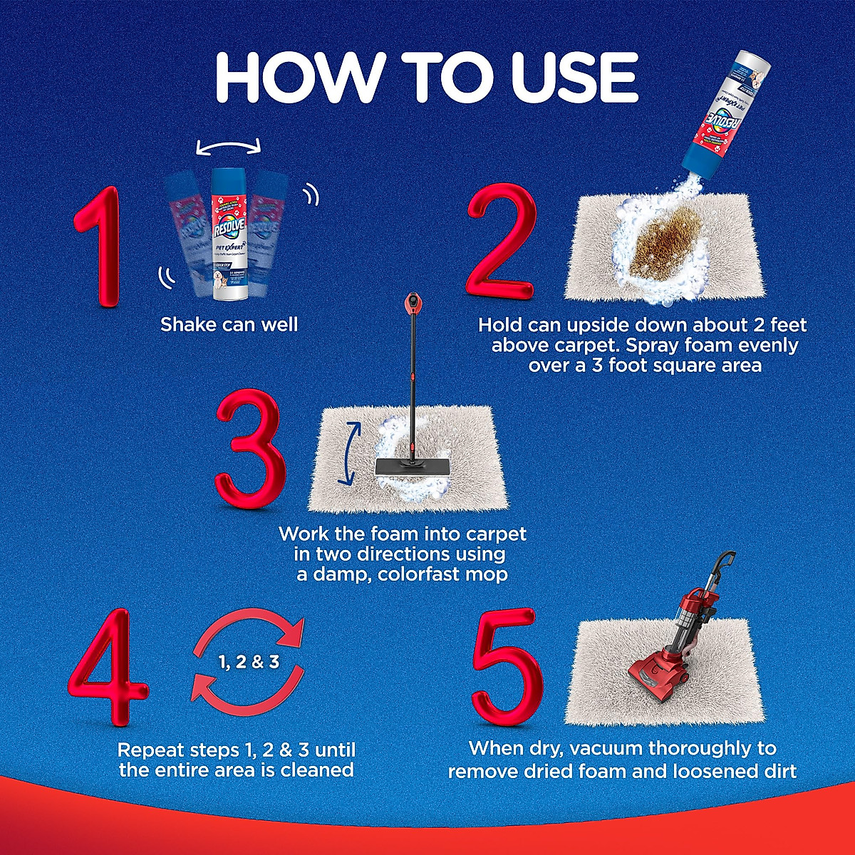 Resolve Pet High Traffic Carpet Foam, 22 oz, Cleans Freshens Softens & Removes Stains