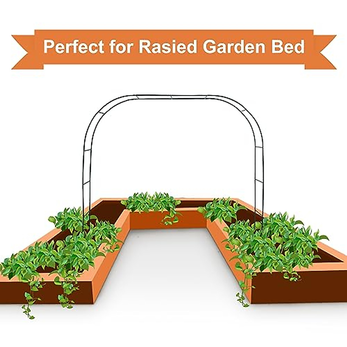 Mr.Ton Garden Arch Trellis for Climbing Plants Outdoor, Metal 7.8ft Wide Arbor Arches for Raised Beds, Arched Pergola for Garden Wedding Decoration, Green