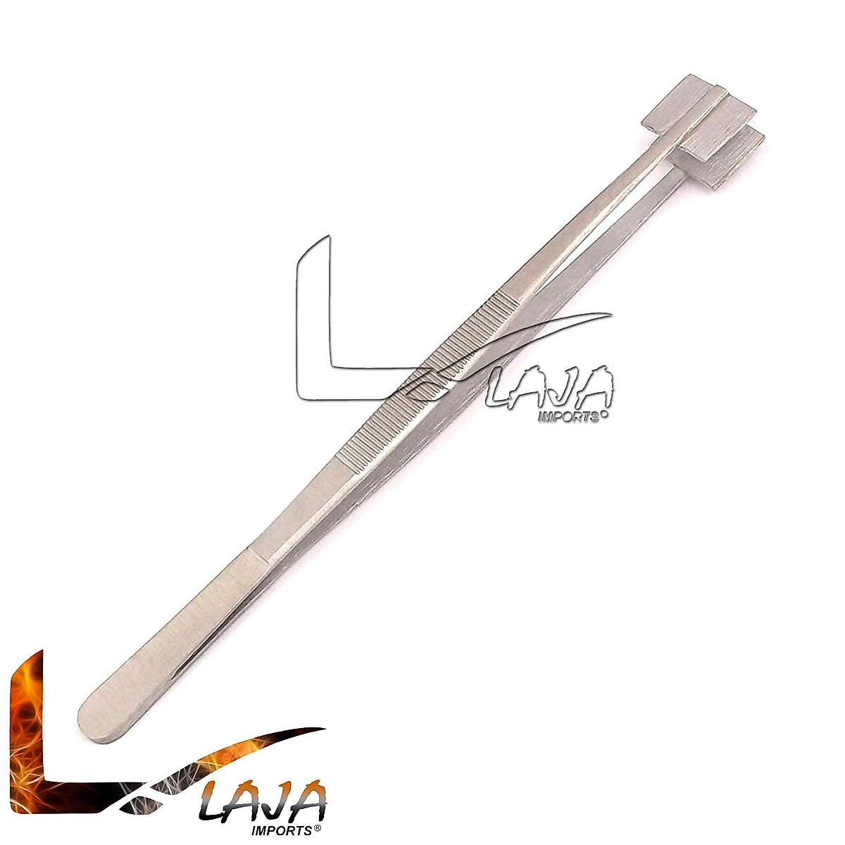 LAJA Imports Mashing Tweezers Glass Work Bead Masher Tweezer 8” Lampworking 3/4 Surface S.s. (E 1)