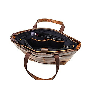 Aaron Leather Goods Genuine Leather Shoulder Bag Handbags Wallet Tote Bag 3pcs Purse Set (Umber)