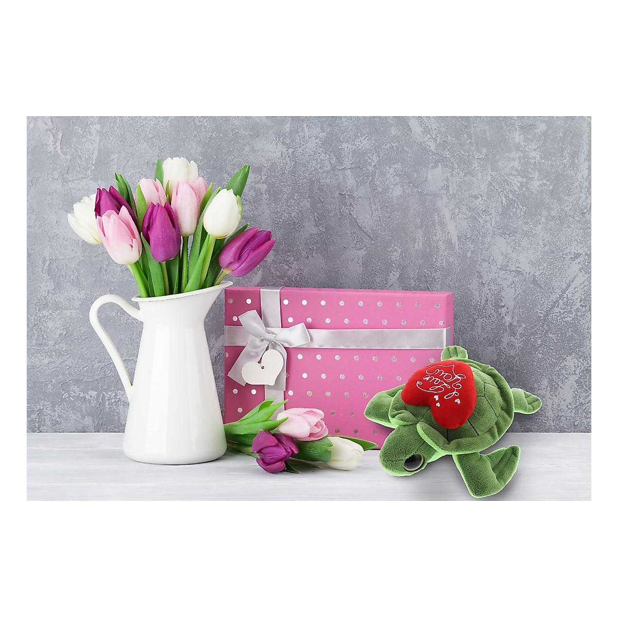 DolliBu I Love You Valentine Plush Big Eye Sea Turtle - Cute Turtle Stuffed Animal with Red Heart and Name Personalization Gift for Valentines Day, Birthday, Anniversary, Romantic Date - 6 Inches