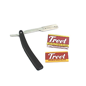 LAJA IMPORTS Manual Folding Shaving Knife Beard Cutter Shaver Straight Edge Barber Razor 'Black Double UP to 22 Blades (Set of 11 Blades)