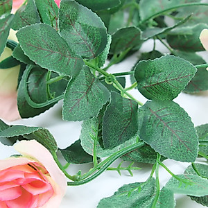 Hananona 2PCS Artificial Hanging Flowers 3.3Ft Artificial Rose Vine Hanging Plants Artificial Flower for Home Room Garden Wedding Indoor Outdoor Decoration (Pink, 2)