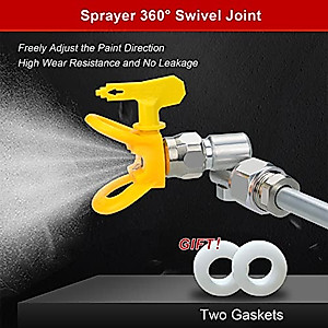 Airless Paint Spray Gun Swivel Joint Compatible with Graco 235486 7/8 Inch Thread 360 Degree Rotation
