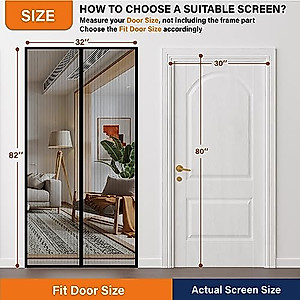 Magnetic Screen Door, Keep Bugs Out, Pet & Kid Friendly，Works with Front Doors, Sliding Doors,Fit Door Size 30 x 80 Inches ‎Black