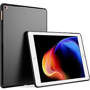 Puxicu Case for iPad 6th/5th Generation 2018&2017, Slim Design Matte TPU Rubber Soft Skin Silicone Protective Cover for iPad 9.7 Inch 2018 (6th Generation) / 2017 (5th Gen) 9.7" Tablet - Black