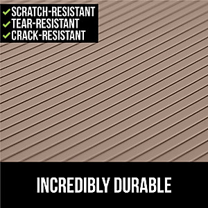 Gorilla Grip Drawer Liner and Ribbed Drawer Liner, Shelf Liner Size 12x20, Bathroom Storage Shelves, Ribbed Liner Size 17.5x20, Desk Storage, Both in Beige, 2 Item Bundle