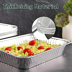JIUMO Aluminum Pans with Lids 9''x 13'', Disposable Tin Foil Pans,Extra Heavy Duty Foil Baking Pans,Half-Size Deep Steam Table Pans, for Catering Party Meal Prep,Take Out, Freeze (10 Packs)
