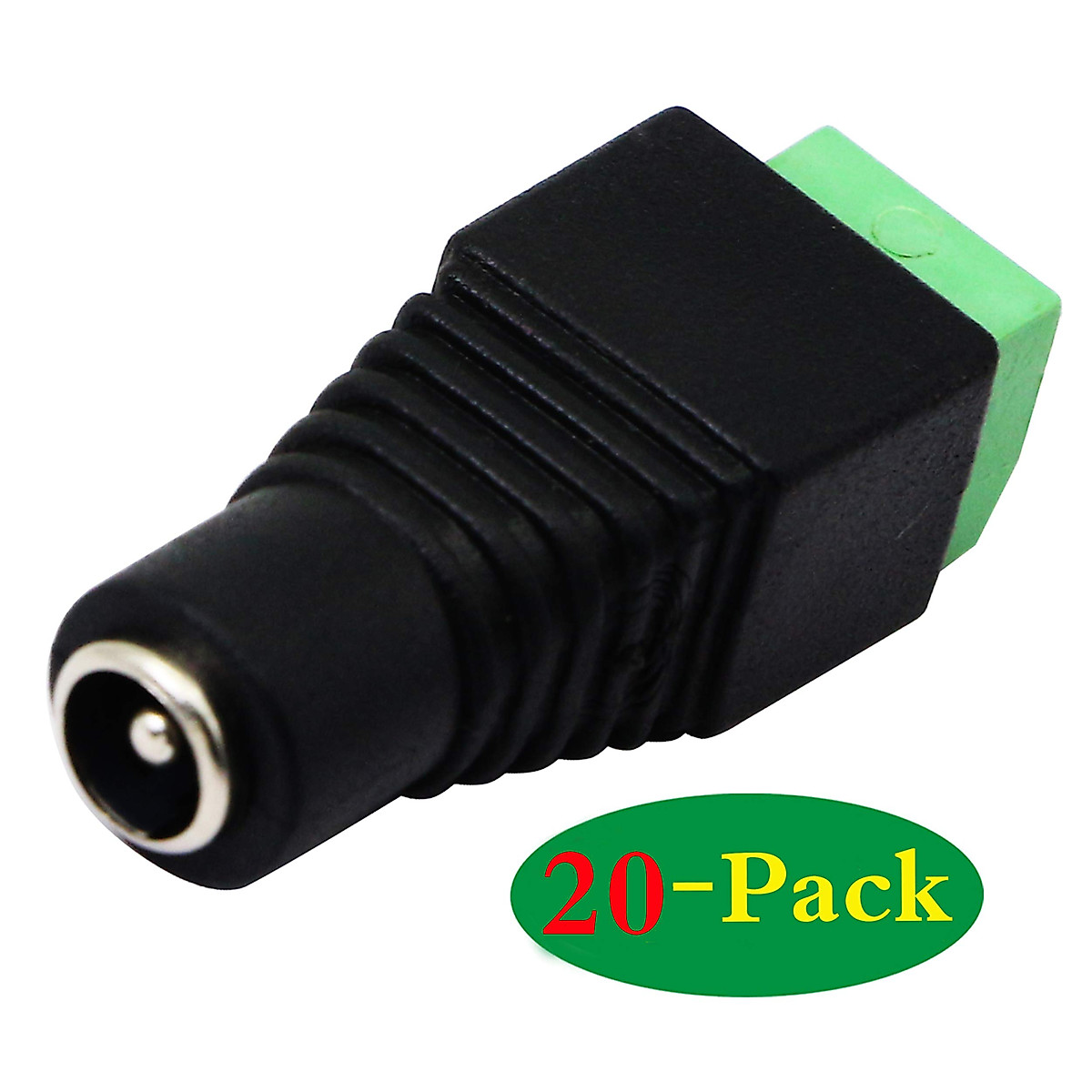 zdyCGTime DC 5.5 X 2.1mm Adapter 2.1 X5.5mm Female Barrel Power Jack to 2 Pin/Way Female Bolt Screw Type terminals Adapter Connector for CCTV Security Camera, LED Strip Light (20pack Female)