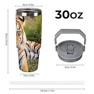 SYJTGDE Large Capacity Car Cup Tiger Laying On The Grass Fashionable Upgrade Car Cup Advanced And Beautiful Travel Cup