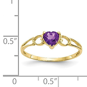 IceCarats 10K Yellow Gold Purple Amethyst Heart Love Ring Gemstone Band February Birthstone Jewelry Size 7
