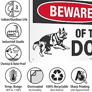 SmartSign 10 x 14 inch “Beware of The Dog” Sign With Graphic, Digitally Printed, 55 mil HDPE Plastic, Red, Black and White, Made in USA