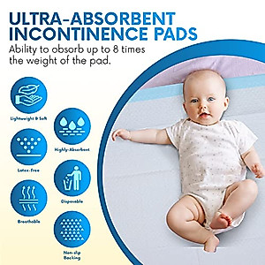 Healqu Disposable Baby Changing Pad Liners - 50 Pack, Super Soft, Absorbent and Waterproof - Mess-Free Baby Diaper Changes on Every Surface - 17x24 Inches