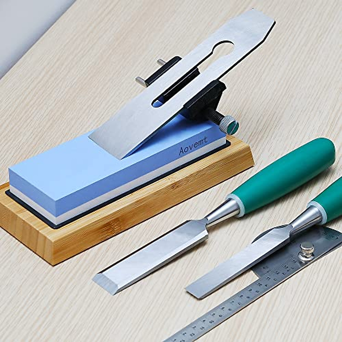 Aovemt Honing Guide for Chisels and Planes - Blades, Plane Iron, Chisel Sharpening Jig - Fits Chisels 1/8’’ to 1-7/8’’ - Fits Planer Blades 1-3/8’’ to 3-1/8’’