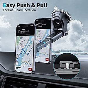 APPS2Car Magnetic Phone Mount, Dashboard Windshield Suction Cup Car Phone Holder Phone Mount with 6 Strong Magnets, Adjustable Telescopic Arm, Compatible with iPhone 13/Pro/Max/Mini All Smart Phones