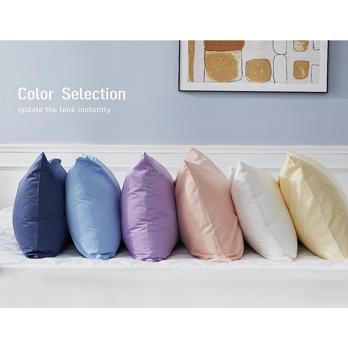 Sunflower Queen Pillowcases Set of 2, 100% Cotton Queen Pillow Cases 2, 20×30 inches Bright White, Soft and Breathable