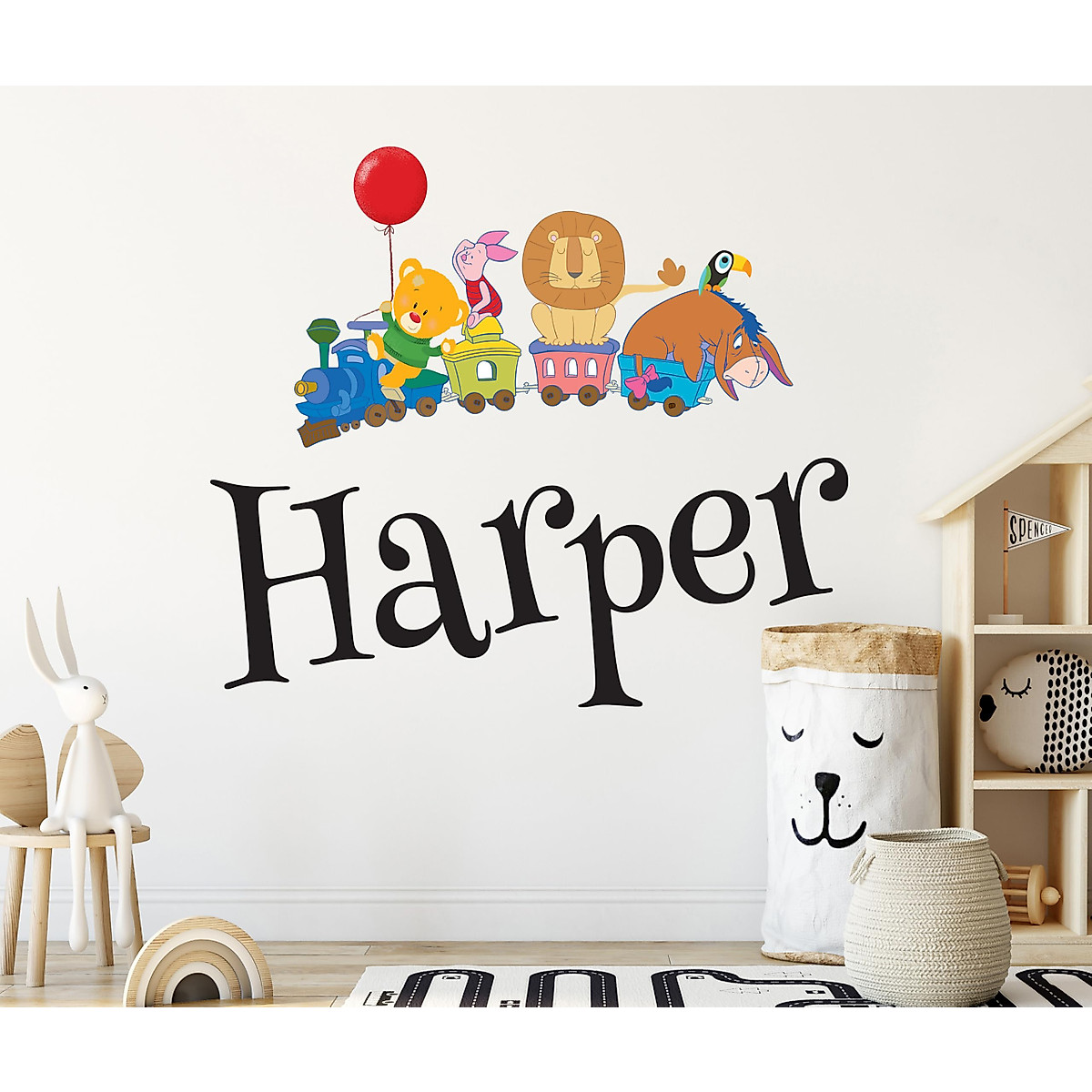Teddy Bear and Pooh Friends Custom Name Wall Decal - Personalized Nursery Name -Wall Decal for Nursery Decoration playroom Decoration (Wide 20"x16" Height Inches)