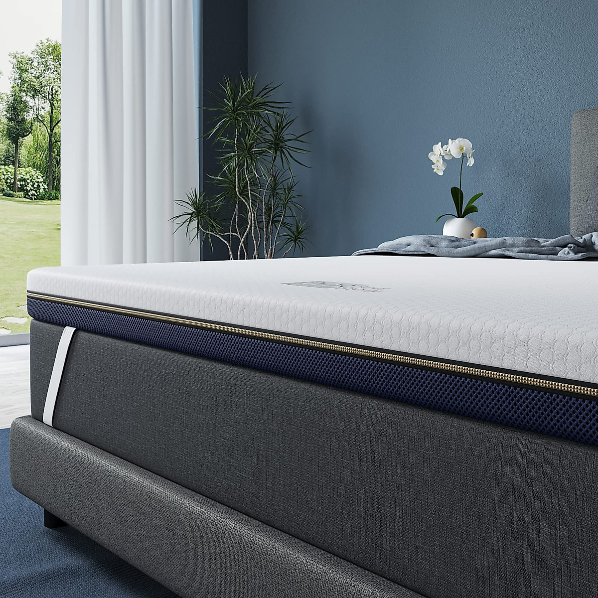 BedStory 4 Inch Firm Memory Foam Mattress Topper King Size - Extra Firm Bed Topper for Overweight Individuals, Back Pain Relief Enhanced Cooling Pad with Skin-Friendly Cover, CertiPUR-US Certified