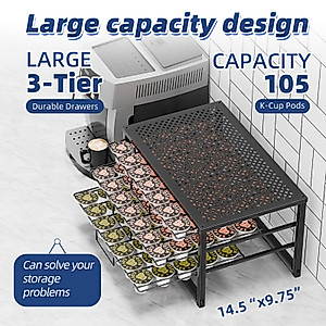 Simple Trending 3-Tier Coffee Pod Holder Rack for K-Cup, 105 Pod Pack Capacity Rack, Metal, Black
