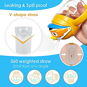Little Ryna Baby Weighted Straw Cup First Sippy Cup With Handle & Lanyard Learner Transition Spill Proof Water Bottle For Toddler 6 Month 12 Months Old & Older Flexi Straws Train Kids Cups 8Oz